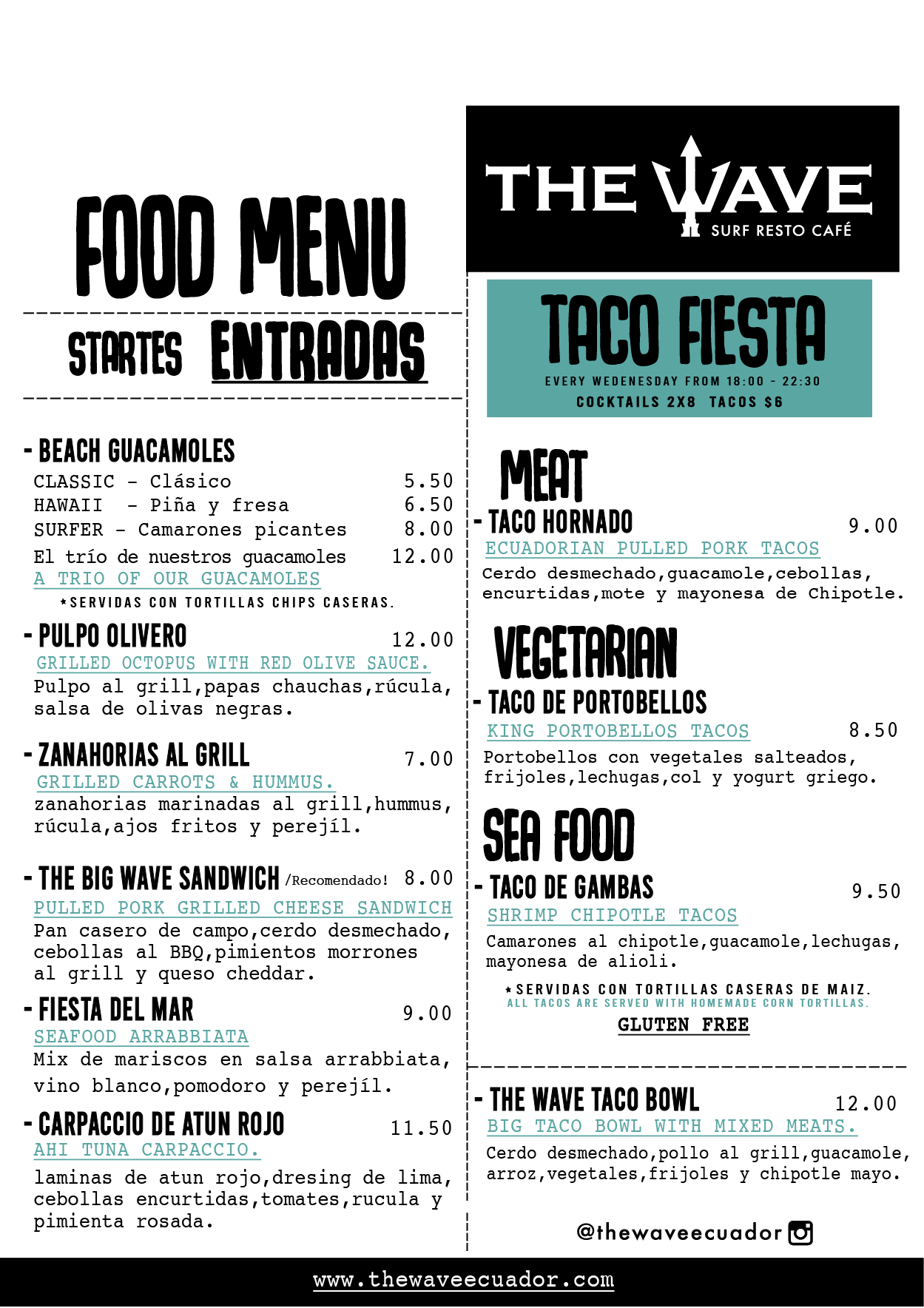 Menu – THE WAVE Ecuador
